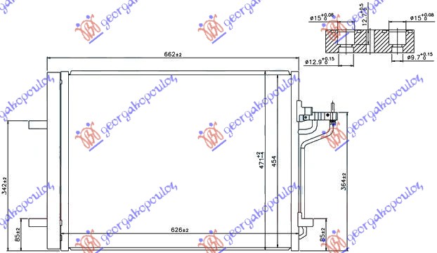 HLADNJAK KLIME 1.6i 16V 2.0 ST 2.0 TDCi 58.5×44 FORD FOCUS (2011-2014) (OEM: 1693590)