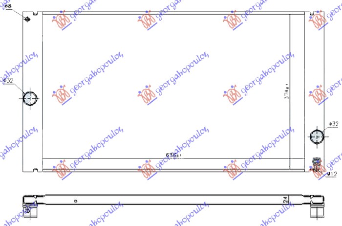 HLAD. MOT. 2.4-2.5BEN 2.0DIZ 635×375 ALU VOLVO S40 (2007-2012) (OEM: 8602850, 8603528, 36000211)