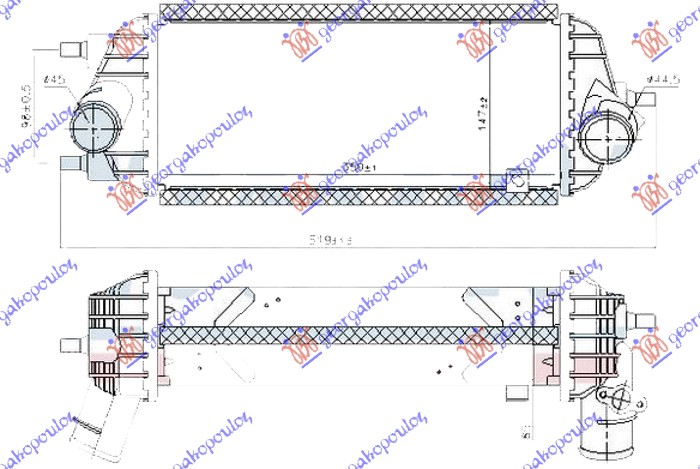 HLADNJAK INTERCOOLERA 1.7DIZEL (350x147x85) HYUNDAI iX35/TUCSON (2010-2015) (OEM: 282702A850, 282712A850)