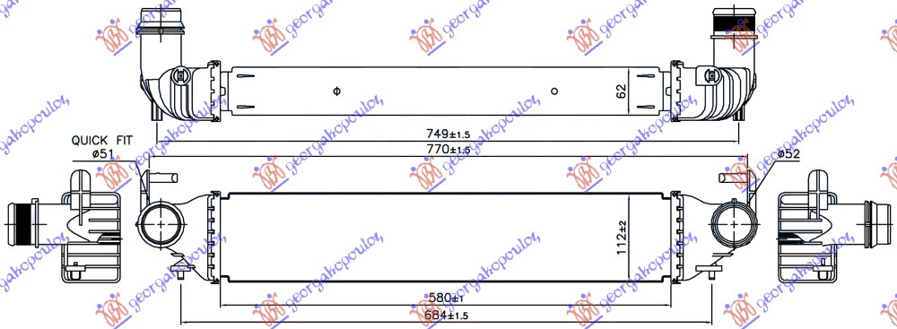 HLADNJAK INTERCOOLERA SVI MODELI BENZIN/DIZEL JEEP RENEGADE (2014-2018) (OEM: 51965901, 51965908)