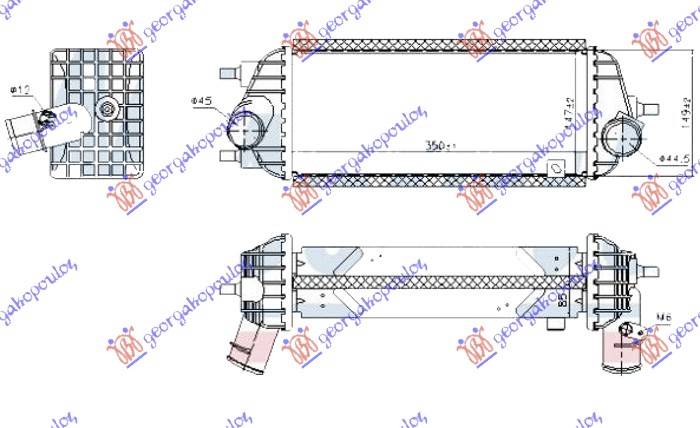 HLADNJAK INTERCOOLERA 1.7 DIZEL (350x145x85) KIA SPORTAGE (2014-2015) (OEM: 282712A550)