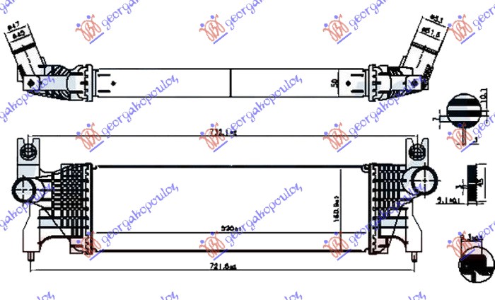 HLADNJAK INTERKULERA 1.6 DDiS DIZ (520 x 160) SUZUKI SX4 S-CROSS (2016-2022) (OEM: 1362055P00)