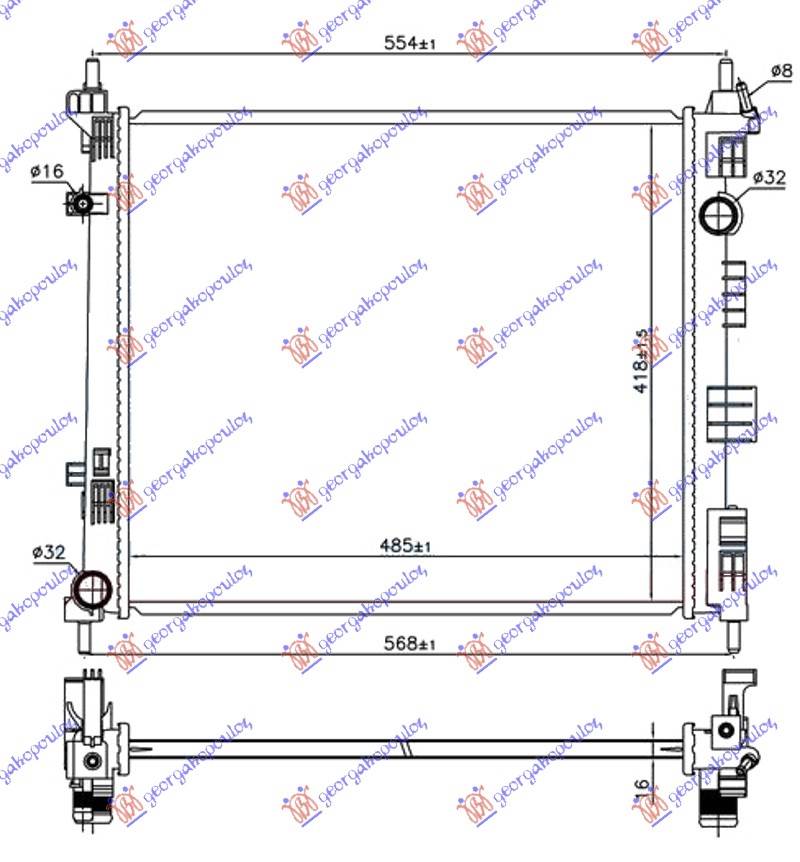 HLADNJAK 1.5 DCi DIZ – 13 (485×4 18x 16) NISSAN NV 200/EVALIA (2009-) (OEM: 21410JX51A)