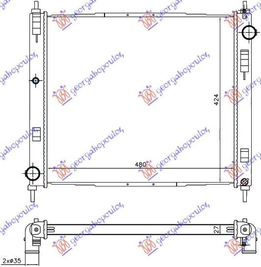 HLADNJAK MOTORA 1.5 DCi (47.8×44.4×27) NISSAN JUKE (2010-2015) (OEM: 214101FE0A, 214101FE0B, 21410BA62A)