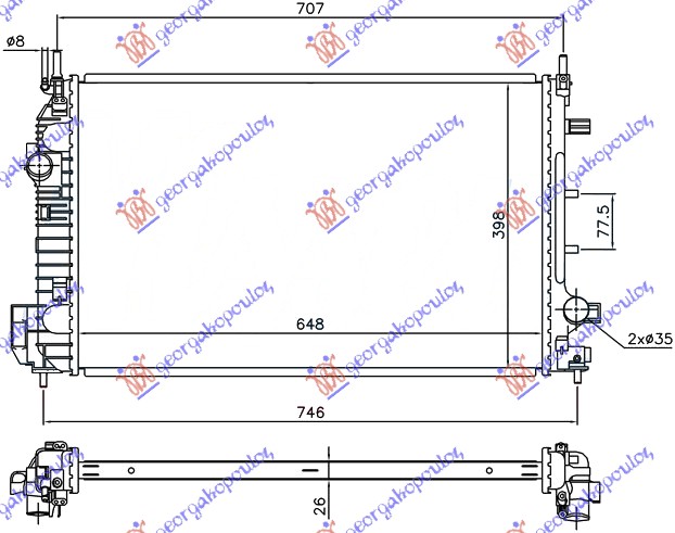 HLADNJAK MOTORA 1.9 TTiD (65×42) SAAB 9.3 (2007-2012) (OEM: 12775541)