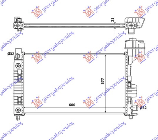 HLADNJAK SVI MODELI BENZIN M/A +/-AC(60×35)SA POSUD MERCEDES A CLASS (W168) (1998-2004) (OEM: 1685000602, A1685000602)