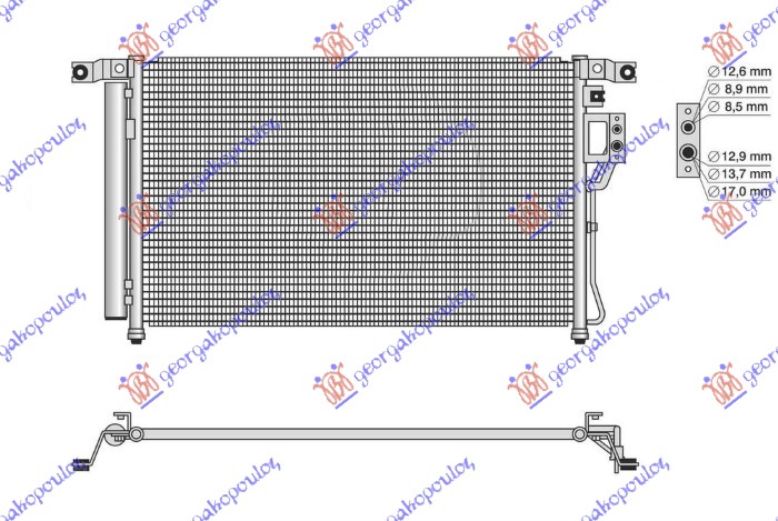 HLADNJAK KLIME 2.7 BEN 2.2 DIZ AUTO 716×424 HYUNDAI SANTA FE (2005-2009) (OEM: 97606-2B100, 97606-2B100AS, 976062B100)