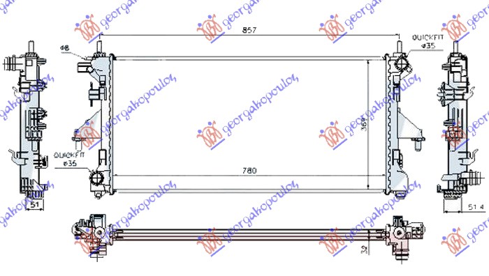 HLADNJAK MOTORA 2.2-2.3-3.0DIZ MAN 78×38 LEMLJEN CITROEN JUMPER (2006-2014) (OEM: 1330Q3, 1342588080, 1361274080)