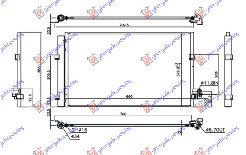 HLADNJAK KLIME SVI DIZEL (630x380x12) BMW SERIES 7 (G11/G12) (2015-2019) (OEM: 64539364258)