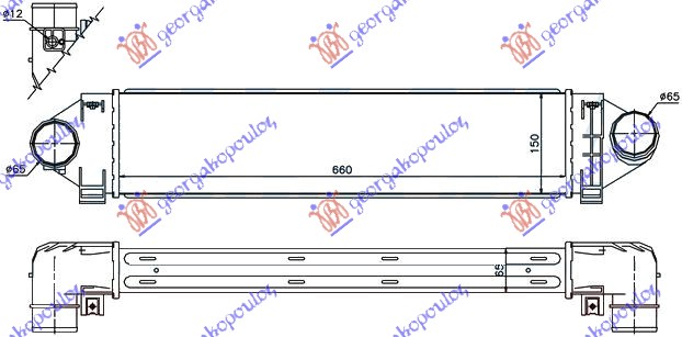 HLADNJAK INTERKULERA 2.5 ST225/RS305/RS350 BENZIN LAND ROVER FREELANDER (2007-2014) (OEM: 1594852, 1748796, 6G919L440GB)