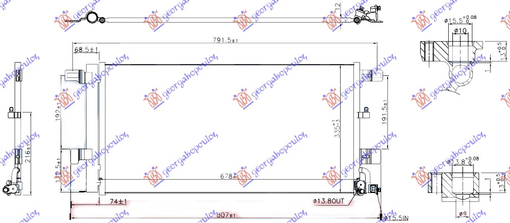HLADNJAK KLIME 2.0 TFSi BENZIN (678x335x12) AUDI A7 (2018-) (OEM: 8W0816421C, 8W0816421J)