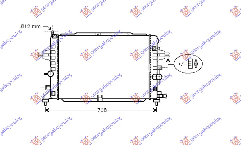 HLADNJAK MOTORA 1.6i 16V TURBO +/ – A/C (60×37) OPEL ASTRA H (2004-2010) (OEM: 1300286)