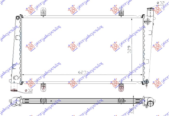 HLADNJAK MOTORA 1.9 – 2.0 TURBO BENZIN 625×330 VOLVO S40 (2000-2003) (OEM: 8602116, 8602117)