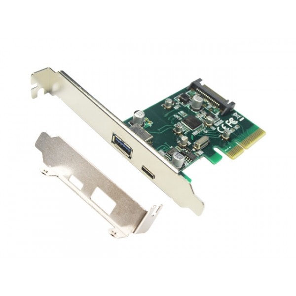 E-GREEN PCI-Express kontroler na USB 3.1 Tip A + USB-C Host Controler (Asmedia 1142)