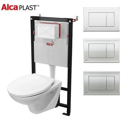 ALCA PLAST Set ugradni vodokotlić sa jika wc šoljom sa daskom i tipkom po izboru ALCASET1