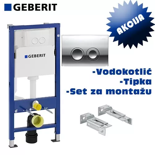 GEBERIT Vodokotlić sa Tipkom Delta 21 i Set za Montažu Duofix Basic 458.134.21.1