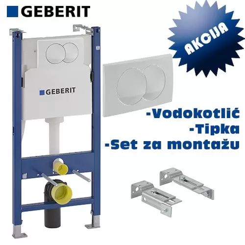 GEBERIT Vodokotlić sa Tipkom Dleta 20 i Set za Motažu Duofix Basic 111.154.11.1