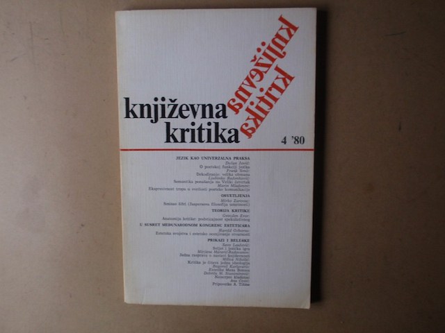 KNJIŽEVNA KRITIKA 4 / 1980