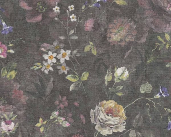 A.S. CRÉATION WALLPAPER «COTTAGE, FLORAL, BLACK, BLUE, CREAM, GREEN» 386361