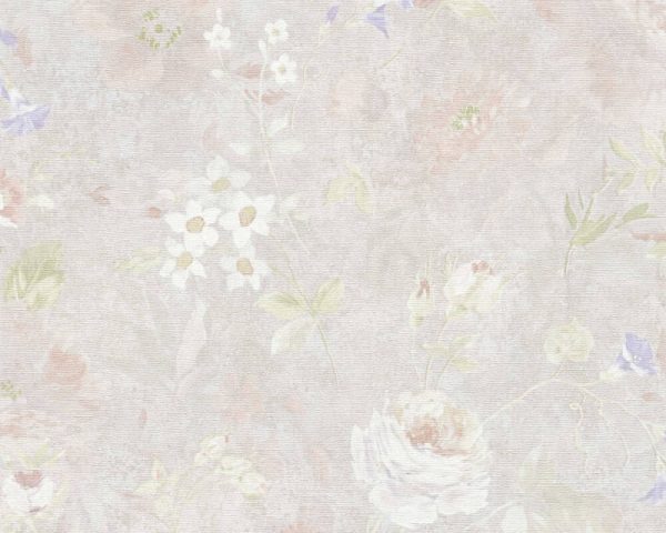 A.S. CRÉATION WALLPAPER «COTTAGE, FLORAL, BLUE, CREAM, GREEN, GREY» 386364