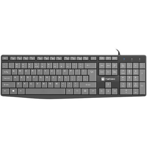 Natec NKL-1507 NAUTILUS, Slim Multimedia Keyboard US, Spill Proof, USB, Black/Grey