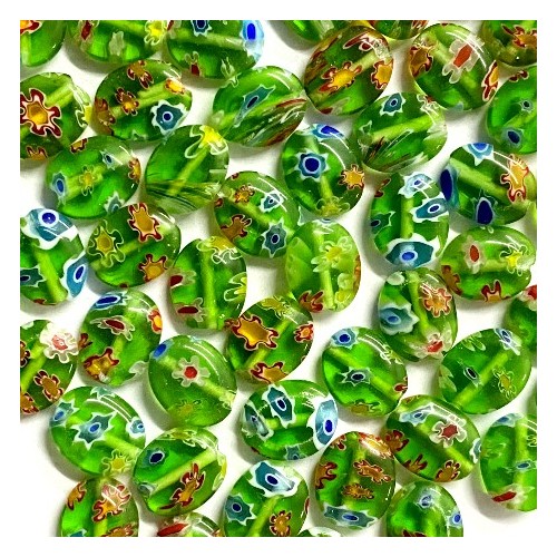 Millefiori Oval Green