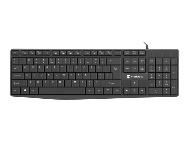 NAUTILUS, Slim Multimedia Keyboard US, Spill Proof, USB, Black