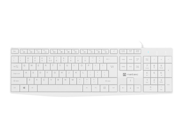 NAUTILUS, Slim Multimedia Keyboard US, Spill Proof, USB, White