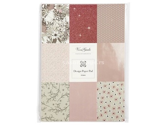 Papir za Scrapbooking A4 Vivi Gade - roze tonovi - set od 24 lista