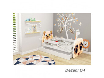 ACMA VII Krevet za decu ANIMALS 140x70 cm sa dodatnom fiokom White + GRATIS DUSKEK dezen 4