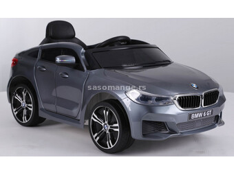 BMW GT 6 Licencirani Dečiji auto na akumulator sa kožnim sedištima i mekim gumama - Sivi