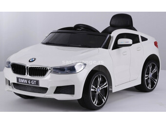 BMW GT 6 Licencirani Dečiji auto na akumulator sa kožnim sedištima i mekim gumama - Beli