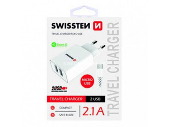 SWISSTEN Kucni Punjac 2.1A 2xUsb Micro (Bela) *R