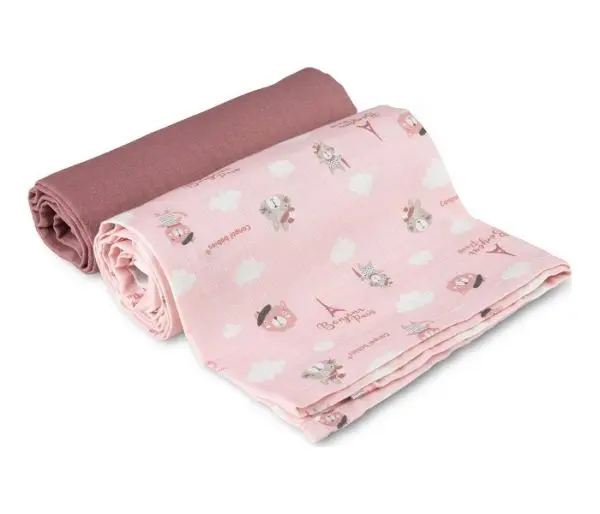 CANPOL BABIES Terta pelene Muslin Bonjour Paris 2/1 roze