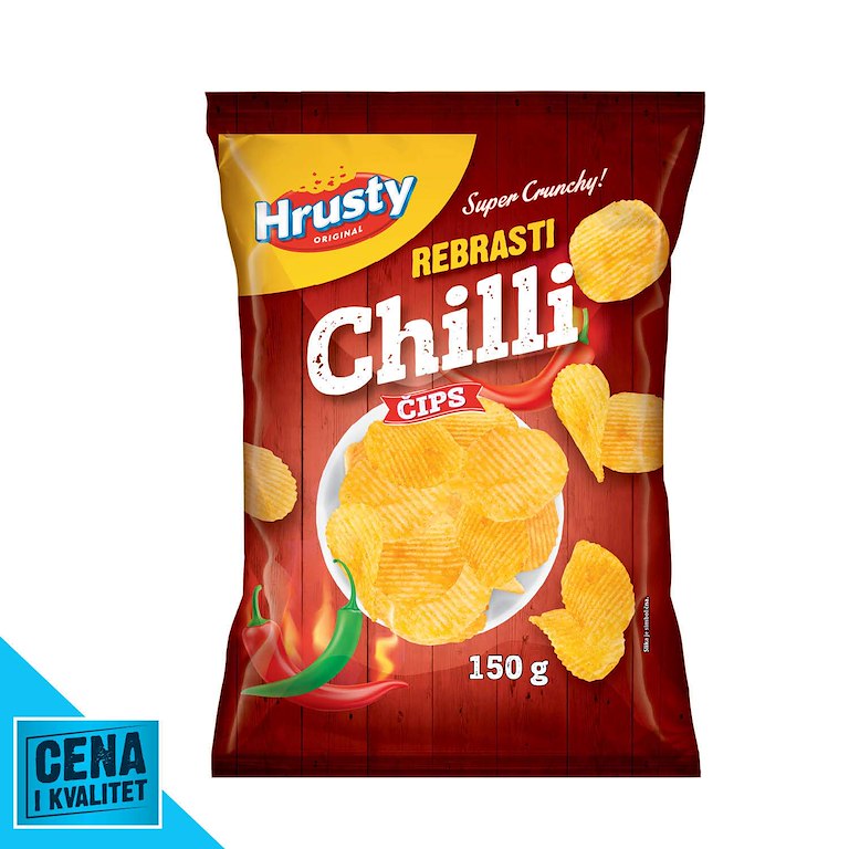 Hrusty čips čili paprika rebrasti 150g hrusty