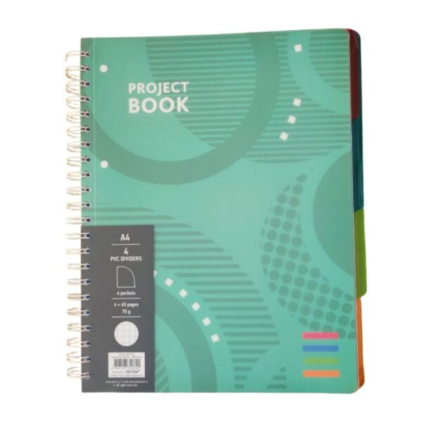 Sveska PROJECT BOOK sitan karo A4 PVC spirala 180L, 4pocket, Pero