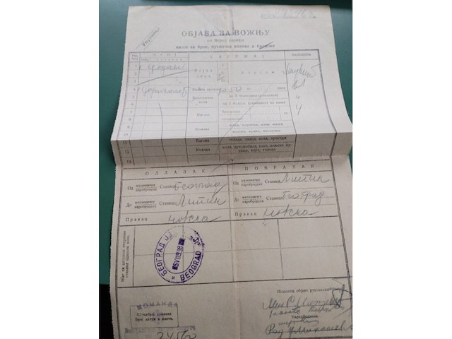 Vojnička vozna karta, kraljevina 1938