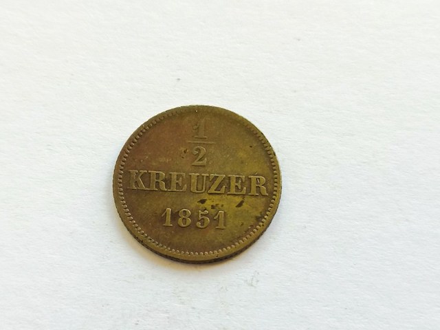 Bavaria 1/2 kreuzer 1851