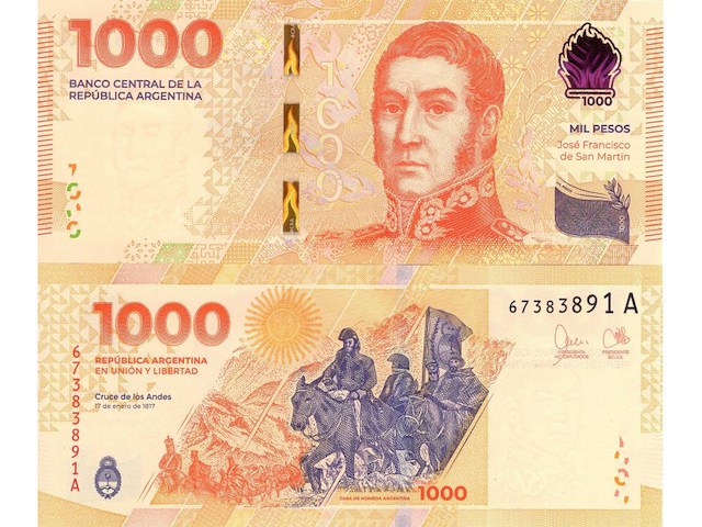 ARGENTINA 1000 Pesos 2023 UNC, P-new (Premijera)