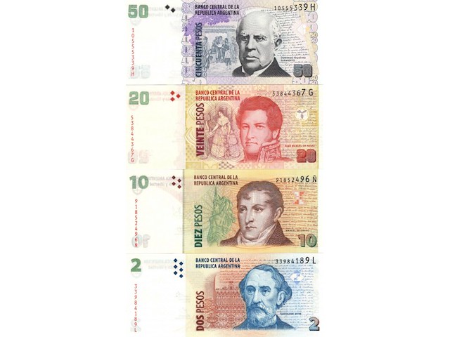 ARGENTINA 2, 10, 20 i 50 Pesos 2003 (2018) UNC