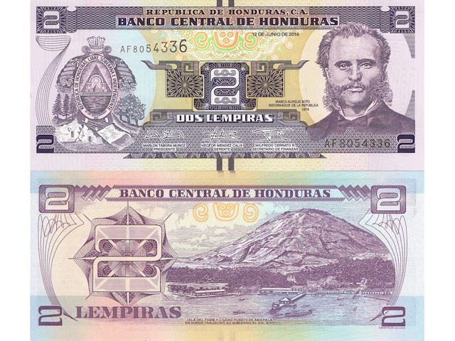 HONDURAS 2 Lempiras 2014 UNC, P-97