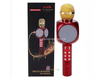 Bluetooth karaoke mikrofon sa LED svetlom Ws878 crveni