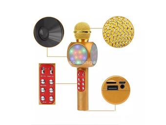 Bluetooth karaoke mikrofon sa LED svetlom Ws878 zlatni