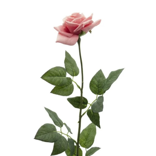Veštački cvet ruža sa rosom 75cm, roze
