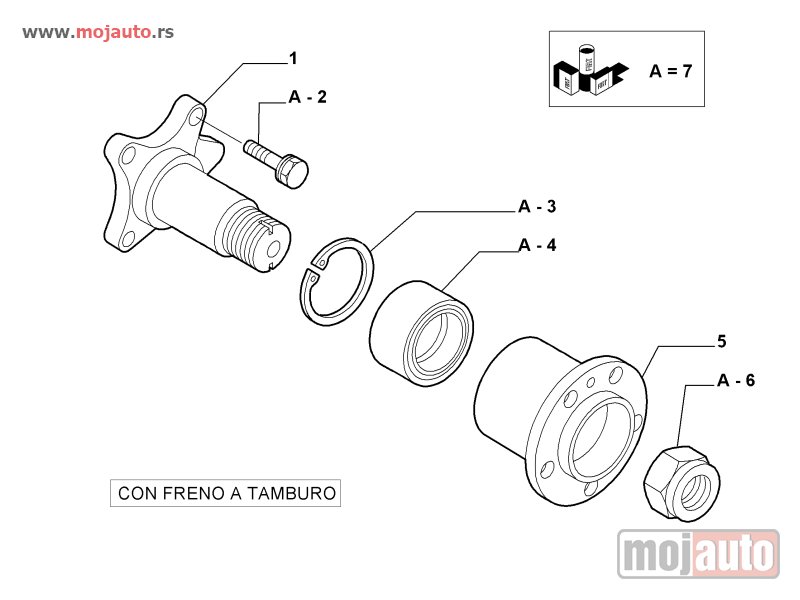 Fiat Ducato Glavcina Zadnjeg Tocka Guma 16 94-06, NOVO