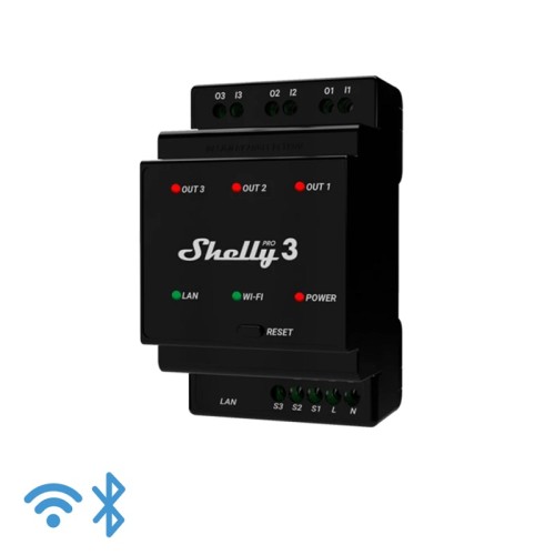 SHELLY PRO 3 - MODULARNI TROKANALNI WiFi MODUL 16A BEZ PREGLEDA POTROSNJE