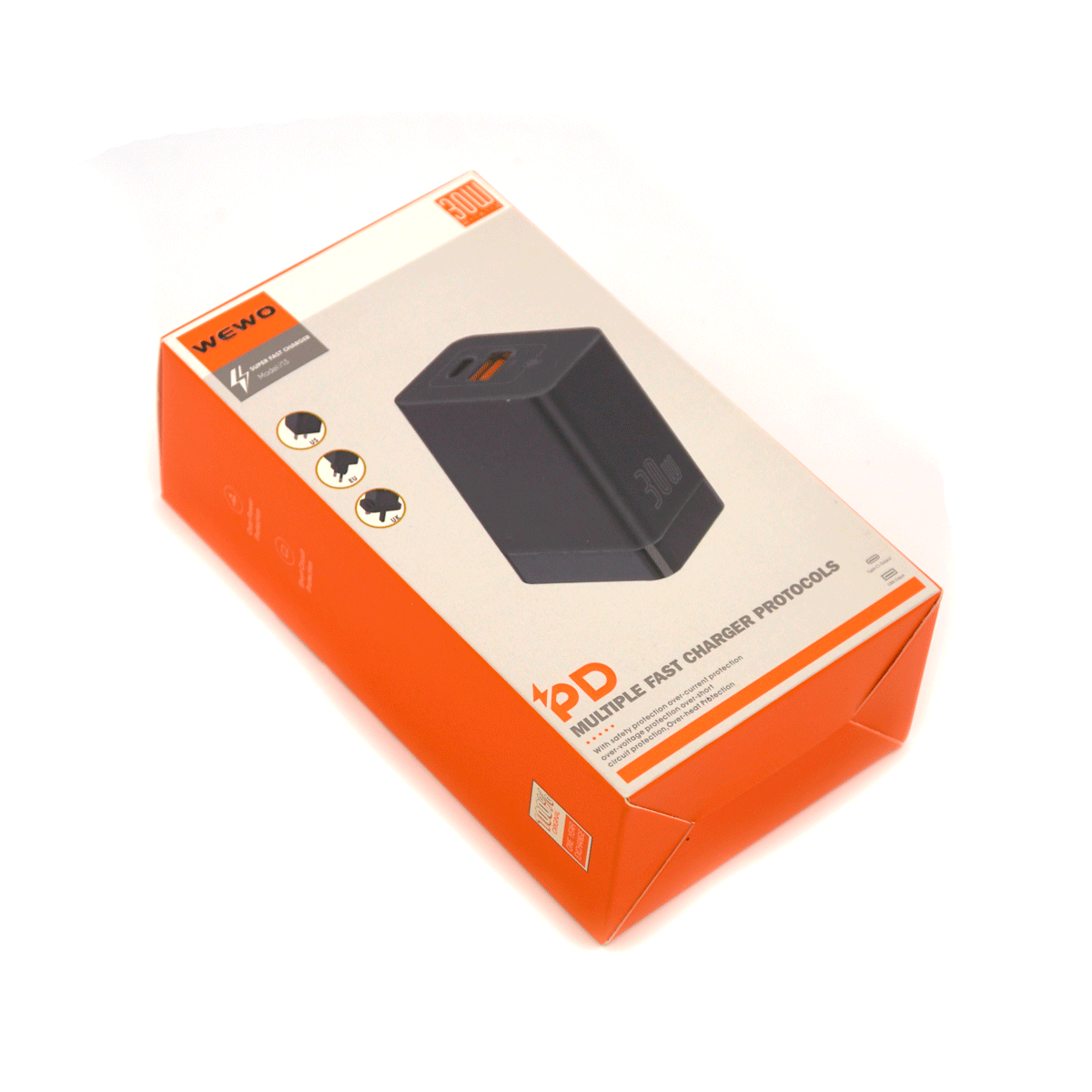 WEWO i13 PD+USB Punjač QC 30W/3A crni