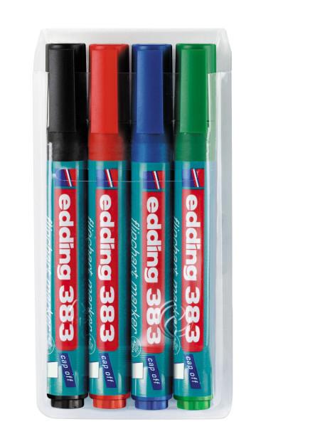 Edding flipchart marker 383 1-5mm, kosi vrh, set 1/4 sortirano ( 09M383Q )