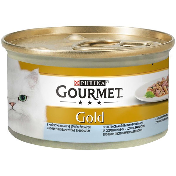 GOURMET Gold Konzerva za mačke Riba i Spanać komadići 85g