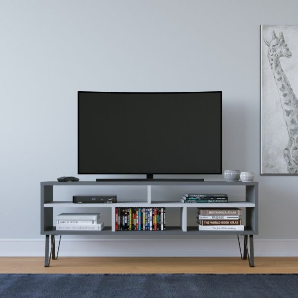 HANAH HOME TV polica Ebuda Anthracite White